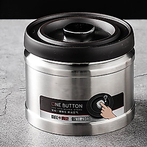 NEREIDS NET Tea Canister with Vacuum Seal Elderly-Friendly Container Stainless Steel Storage Tank for Leaves Coffee Beans Moisture Proof Dust-Proof 750/1100ml Black M