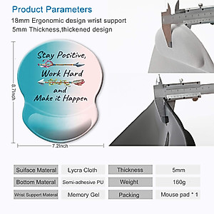 ITNRSIIET Ergonomic Mouse Pad with Gel Wrist Rest Support, Stay Positive Work Hard and Make It Happen Arrow Print Inspirational Quote Cute Mouse Pad, Pain Relief Wrist Rest Pad with Non-Slip PU Base