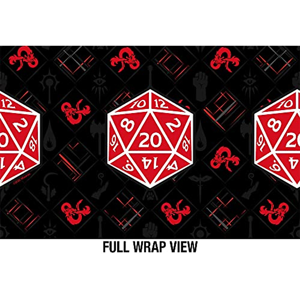 Dungeons & Dragons OFFICIAL D20 Pattern 18 oz Insulated Water Bottle, Leak Resistant, Vacuum Insulated Stainless Steel with 2-in-1 Loop Cap