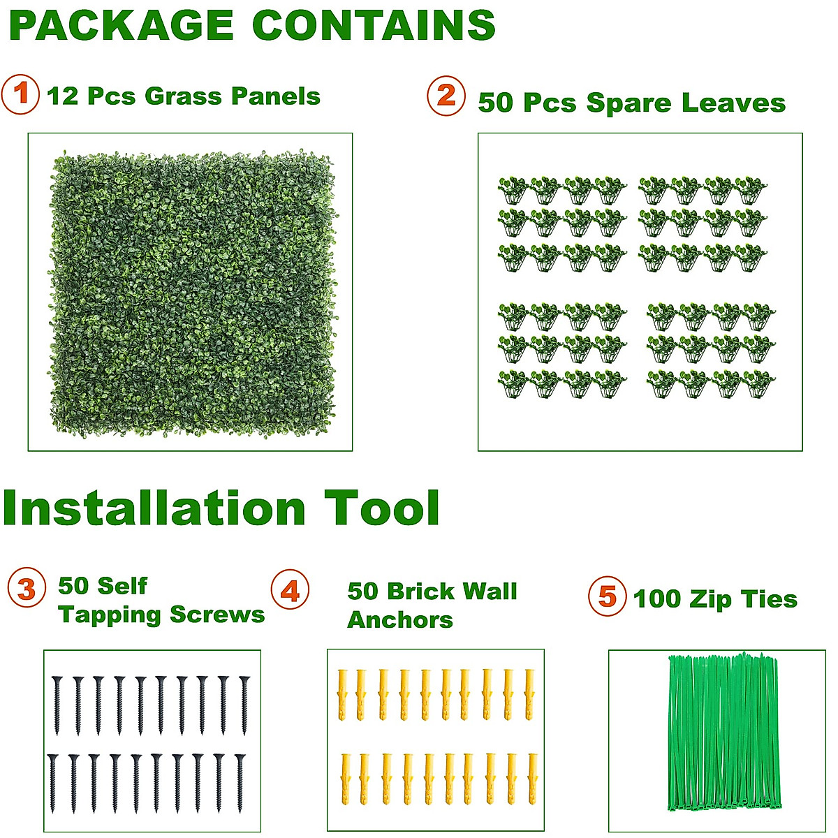 KASZOO 12Pack 20"x20" Artificial Boxwood Grass Backdrop Panels Topiary Hedge Plant, UV Protected Privacy Hedge Screen Faux Boxwood for Outdoor,Indoor,Garden,Fence,Backyard,Greenery Walls