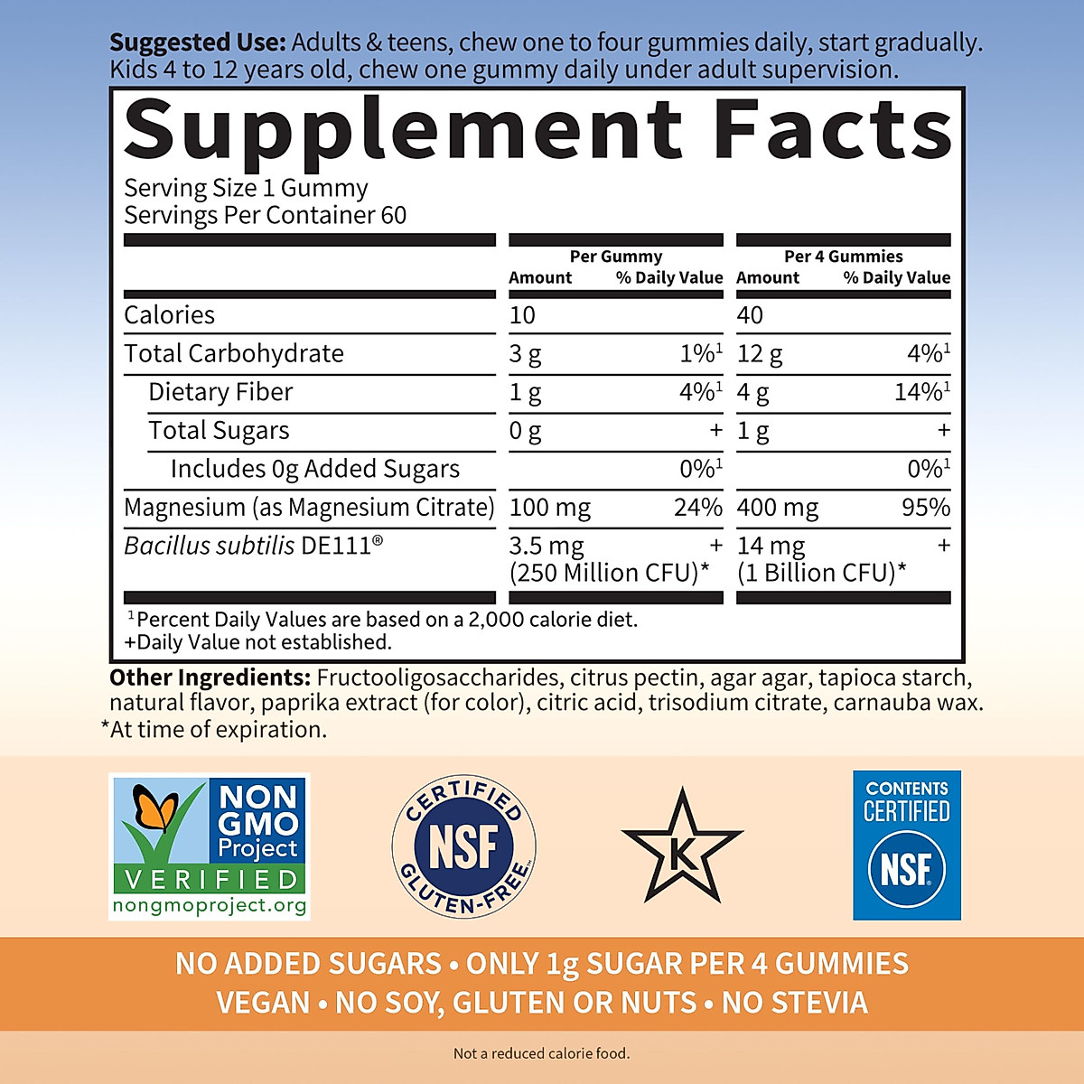 Garden of Life, Dr Formulated 400mg Magnesium Citrate Supplement with Prebiotics & Probiotics for Stress, Sleep & Recovery – Vegan, Gluten Free, Kosher, Non-GMO, No Added Sugars – 60 Peach Gummies