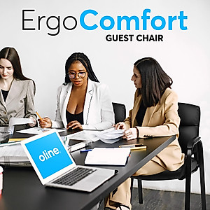 Oline Leather Guest Chair with Padded Arms, Reception Meeting Conference Waiting Room Lobby Home Desk Big and Tall Executive Office Chair, Black (1 Pack)