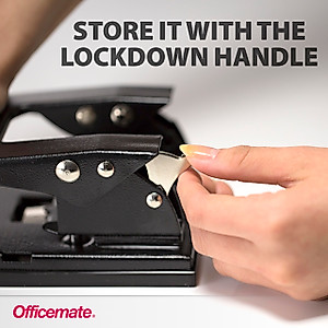 Officemate Heavy Duty 2-Hole Punch, Padded Handle, Black, 50-Sheet Capacity (90082), Model Number: OIC90082