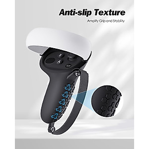 SUPERUS Controller Grips Cover for Oculus Quest 2, Anti-Slip Texture - VR Accessories Compatible with Meta Quest 2, Silicone Controller Grips Cover with Adjustable Knuckle Straps