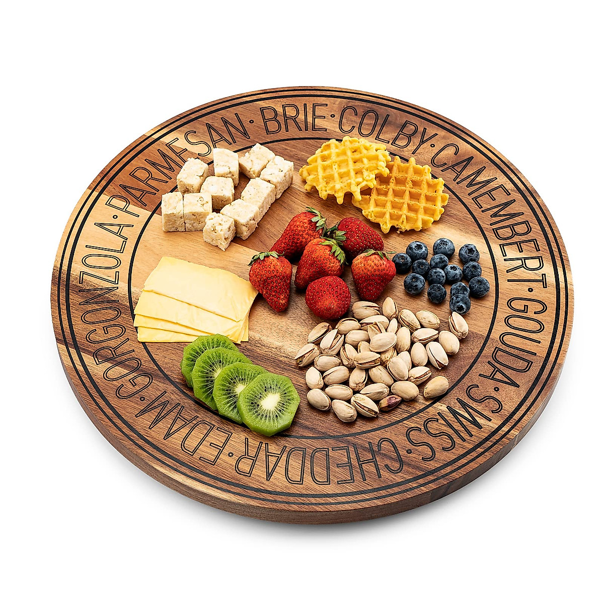 15" Acacia Wood Lazy Susan Organizer for Table - Wooden Lazy Susan Organizer for Cabinet - Kitchen Turntable Storage Food Bins Container for Pantry, Countertop Spice Rack