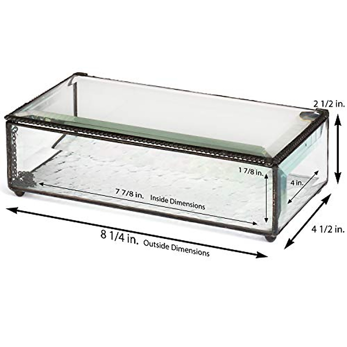 J Devlin Box 830 Large Clear Beveled Glass Jewelry Keepsake Box Home Decor Display