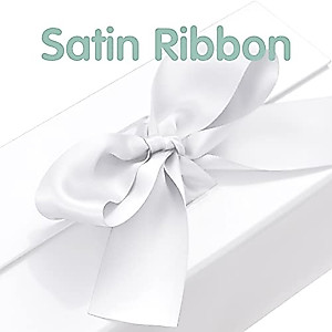 HAPPY POTATO Gift Box with Ribbon 9x6.5x3.8 Inches, White Gift Box with Lid and Ribbon, Bridesmaid Proposal Box, Magnetic Gift Box for presents (Glossy White)