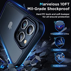 Humixx Shockproof for iPhone 13 Pro Case, [10 FT Military Drop Protection] [Snug Touch] Translucent Matte Hard PC Back with Protective Airbag, Slim Case for iPhone 13 Pro Case 6.1 Inch, Mystery Black