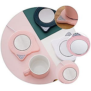 2pcs Cat Thermostat Coaster Coffee Cup Heater Mug Warmer Coffee Warmer Heated Cup Coaster Cup Warmer Plate Mug Heater Insulated Coffee Tumbler Warmer for Coffee Office Milk Abs Usb