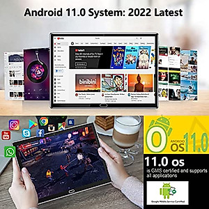 2 in 1 Tablet 10.1 Inch, Android 11.0 Tablets, 64GB/128GB ROM, Dual 4G Cellular with Keyboard, 18MP Camera, Octa-Core Processor, WiFi, GPS, Bluetooth, Google Certified Tablet PC(2023 Gray)