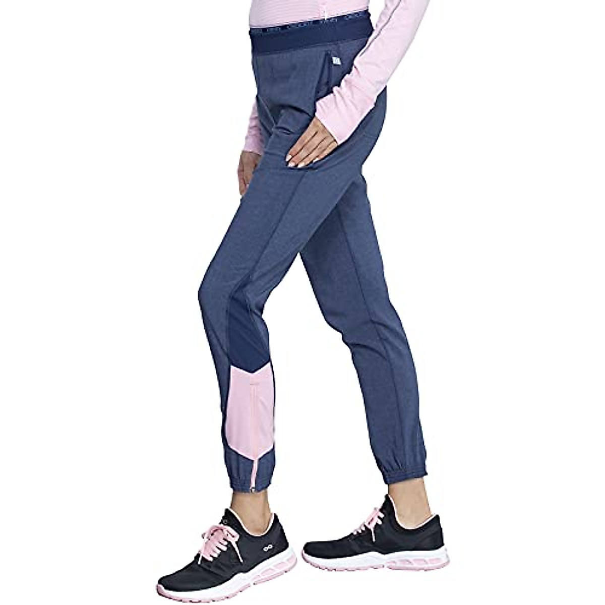 Cherokee Infinity Women Scrubs Pant Mid Rise Jogger Plus Size CK225AP, 3XL Petite, Heather Navy