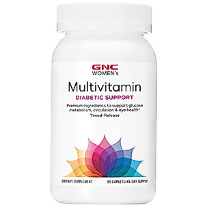 GNC Women's Diabetic Support Multivitamin | Maintain Healthy Blood Sugar Levels Plus Targeted Eye, Nerve and Cardiovascular Function | Daily Vitamin Supplement | 90 Caplets