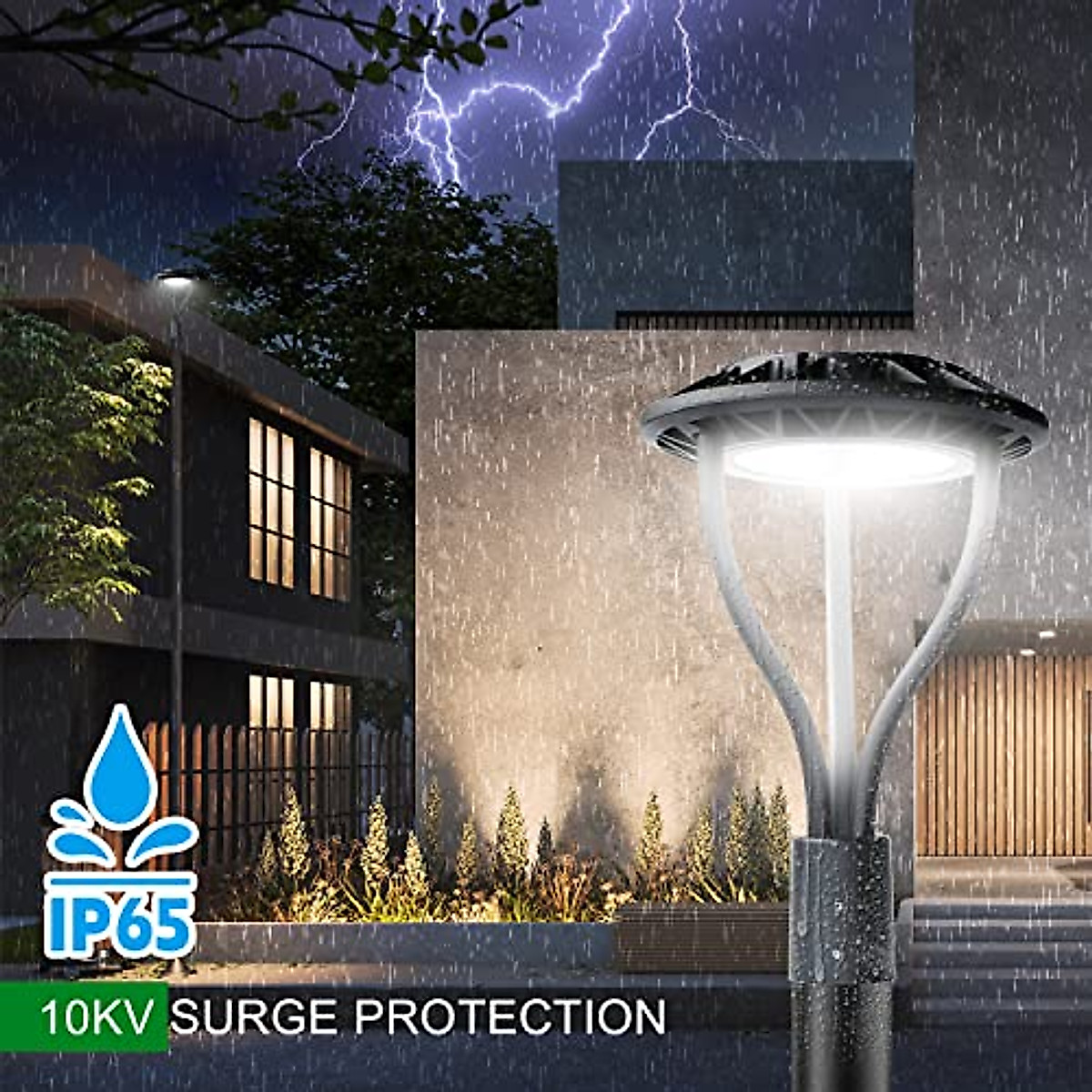 OSTEK Led Post Top Pole Lights with Photocell 40W LED Circular Parking Lot Area Light 5000K Outdoor Lamp Top Pathway Light Fixture IP65 DLC/ETL