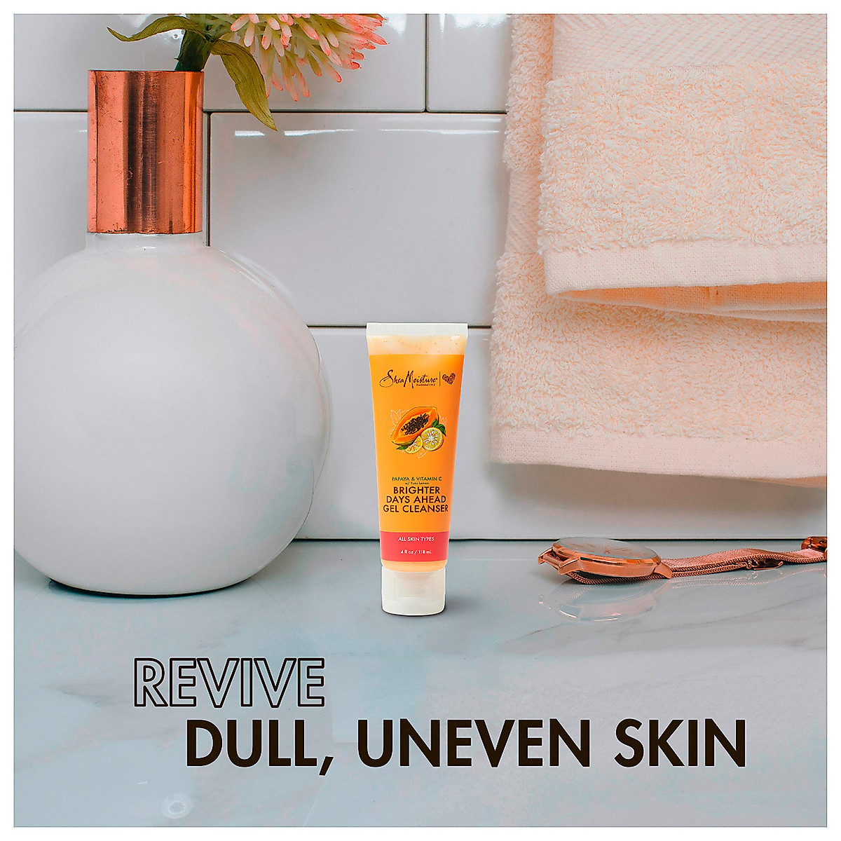 Sheamoisture Gel Cleanser For Dull, Uneven Skin Tone Papaya and Vitamin C Face Cleanser For Uneven Skin Tone 4 oz