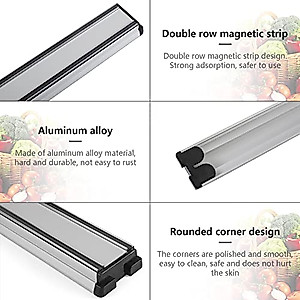 MEKBOK 16" Stainless Steel Wall Mount Magnetic Knife Holder - Professional Magnetic Knife Bar - Space Saving Knife Holder/Bar with Strong Magnetic Pull - Rust Free