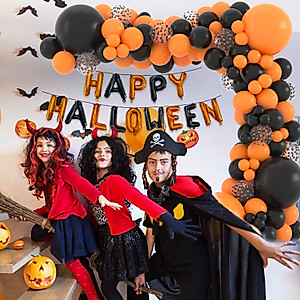 AJOYEGG Halloween Balloons Garland Kit 115pcs, Matte Black Orange Confetti Balloon 18 12 5 Inch with Happy Halloween Foil Balloons, Latex Balloon Arch for Halloween Day Party Supplies Decorations DIY