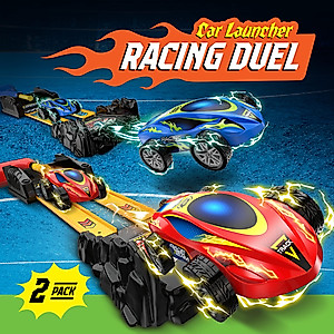 Car Rocket Launcher Toy for Kids Ages 3, 4, 5, 6 + Year Old Boys Toys - 2 Race Cars, Stomp Launch Pads Boy Gift Outdoor Birthday Gifts & Girls Age 3+ (2 Pack)