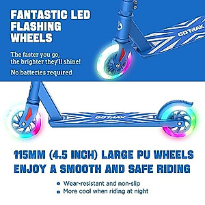 Gotrax KX5 Kick Scooter, 3 Adjustable Heights and 5" Flashing Wheels Kids Scooter, Lightweight Aluminum Alloy Scooter for Kids Boys Girls Age of 4-9 , Blue