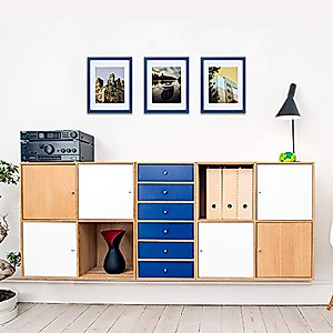 Beyond Your Thoughts Blue 11X14 with Matted for 8X10 or 9x12 Real Wood + Real Glass (Hang/Stand) Picture Photo Frame for Wall and Table Top-Mounting Hardware Included(1 Pack)