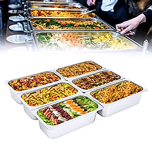 SYUNOYZBIN 6 Pack Hotel Pans Commercial Stainless Steel Pan 1/3 Size 4" Deep for a Catered Event Grocery Store Ice-Cream Shop Cafeterias