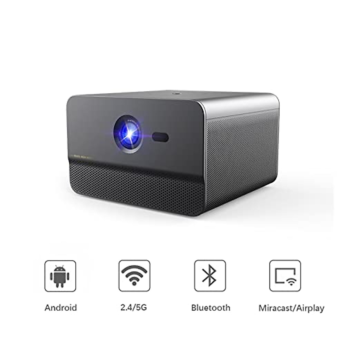 C300 DLP 1080P Projector Full HD 800 ANSI with Android WiFi Home Cinema Support 3D 4K TV Smart Phone Projector Beamer ( Color : Add Wall Mount )