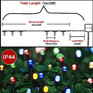 woohaha 2 Pack Solar Christmas Lights 39ft 100 LED 8 Modes Solar String Lights Waterproof Solar Fairy Lights for Garden, Patio, Fence, Balcony, Outdoors (100L-Multicolor)
