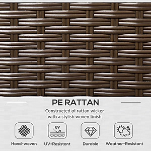 Outsunny Patio Wicker Loveseat with Cushions, 2-Seat Outdoor PE Rattan Couch, Sofa with Throw Pillows for Porch, Backyard, Garden, Poolside, Beige