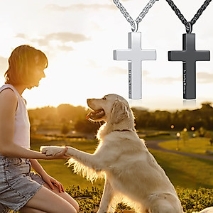 E&A Cross Cremation Jewelry for Ashes, Urn Necklace for Ashes, Customized Memorial Ash Necklace, Ashes Stainless Steel Pendant, Keepsake Jewelry for Men Women