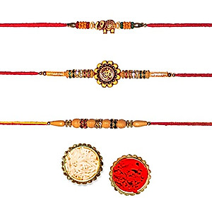 Sharvil Set 3 of Rakhi for Brother Bhaiya Bhabhi Raksha Bhandhan Rakhi Thread Bracelet Cotton Thread multi design