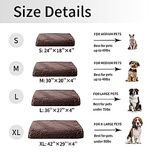 WELLYELO 4" Memory Foam Medium Dog Bed Fluffy Plush Dog Beds for Medium Dogs Orthopedic Egg Crate Foam Dog Bed Dog Crate Pad Washable Pet Bed Kennel Pad (30x20x4,Light Brown)
