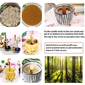 100 pcs Wooden Candle Wicks for Candle Making,6 inch Crackling Wood Wicks/Smokeless Candle Wick with Metal Base Clip 50 Sets