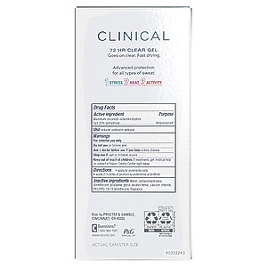 Secret Clinical Strength Antiperspirant Deodorant for Women, 3X Stress Protection, 72hr Sweat & Odor Protection, PH Balancing Minerals, Clear Gel, Completely Clean Scent, 2.6 oz