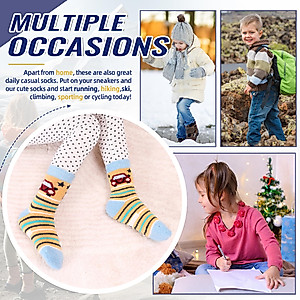 Eocom 6 Pairs Children's Winter Warm Wool Animal Crew Socks Kids Boys Girls Socks (Car, 1-3T)
