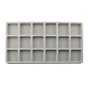 Tegg Bead Box 18 Grids Gray Flocked Bead Beading Jewelry Organizer Tray Container Storage for Bracelet Jewelry Making Design DIY Craft Panel