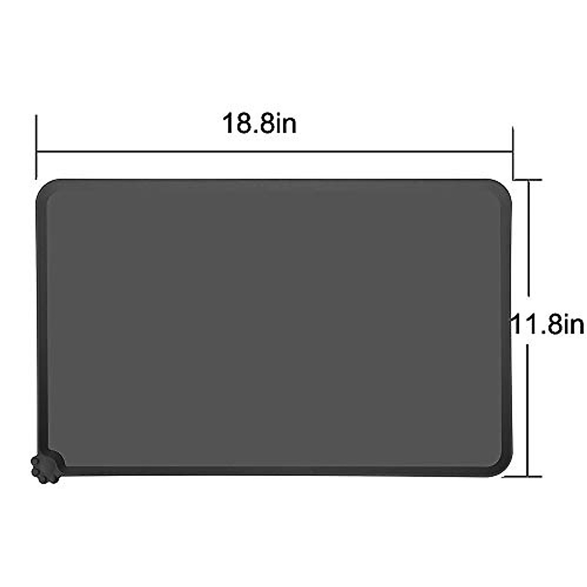 Lessmon Dog Cat Feeding Mat, Silicone Waterproof Pet Food Mat, Black