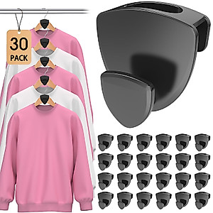 Latoxcaa Hangers Space Saving 30Pcs, Upgrade 40Lb(Max) Heavy Duty Hanger Hooks Space Saver, Space Saving Hangers for Clothes Hanger Connector Hooks, Plastic Clothes Hanger for Closet Organizer, Black