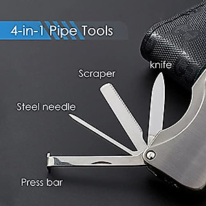 Urgrette 4 in 1 Pipe Lighter Butane Torch Lighter Refillable Jet Flame Lighter with 4 Pipe Cleaner Tools Multifunctional Gas Lighter for Camping Grill Fireplace Candle (Gas Not Included)