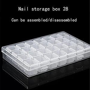SULLMAR 3PCS 28 grids Rhinestone Box Diamond Picture Box Plastic Jewelry Storage Box Storage Container Gem Container Nail Tools Storage Box DIY Art Craft Nail Art Small Jewelry Bead Storage