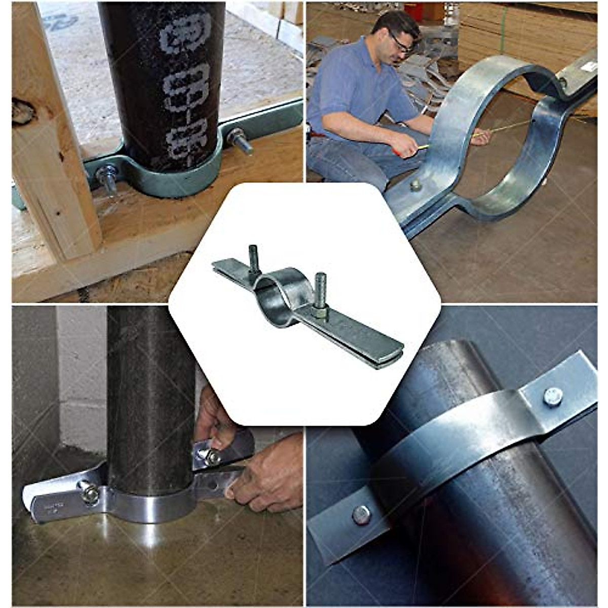 Highcraft DMST-H06 Riser Clamp Vertical Pipe Hanger for Copper, Iron, CPVC, PEX 6 in. Galvanized Steel