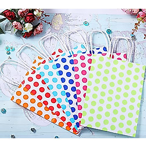 Jutoe 24pcs Kraft Paper Gift Bags,Recyclable Paper Shopping Bags with Handles,Dots Retail Bags,Birthday Party Bags,Souvenir Gift Bags