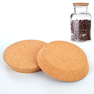 2 Pack Large Corks Lids 3.8-4.5 Inch Cork Lids for Jars Wood Jar Cork Lids Canning Lids Cork Bottle Lids Cork Lids Only for Kitchen Wedding Favor DIY Gift Baby Shower Canning Jars