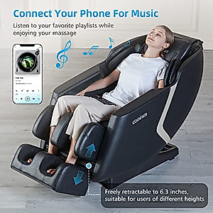 COMFIER Full Body Massage Chair,Massage Recliner Chair, Zero Gravity,Shiatsu Deep Kneading, 6 Auto Program,Air Compression,Heat,Bluetooth Speaker,Rolling,Chair Massager, Black