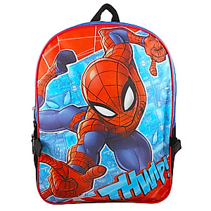 Marvel Shop Spiderman School Supplies for Kids - Bundle with Spiderman Backpack and Lunch Bag Plus Stickers, Water Bottle, and More (Marvel School Supplies)