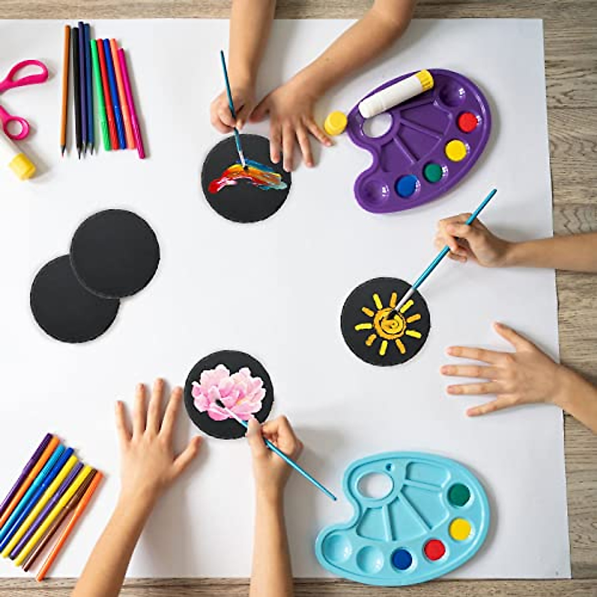 12 Pcs 4 Inch Round Slate Coasters, Drink Coasters, Handmade Rustic Stone Rock Coasters with Anti-Scratch Bottom for Cups Mugs Bar Kitchen Home Decor DIY Project, Natural Edge, Black