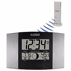 La Crosse Technology WS-8117U-IT-AL Atomic Wall Clock with Indoor/Outdoor Temperature