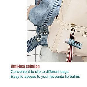 HEYSKAY Lip Balm Holder Sleeves Keychain Chapstick Elastic Sleeves(Black/Color strip/Geometrical pattern)