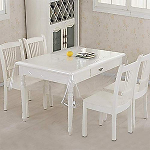 sancua Clear Plastic 100% Waterproof Tablecloth - 54 x 78 Inch - Vinyl PVC Rectangle Table Cloth Protector Oil Spill Proof Wipe Clean Table Cover for Dining Table, Parties & Camping, Crystal Clear