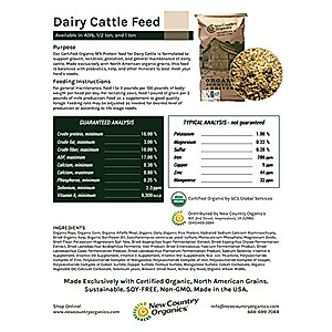 New Country Organics | Cattle Feed for Dairy Cattle | Soy-Free | 16% Protein | Certified Organic and Non-GMO | 40 lbs
