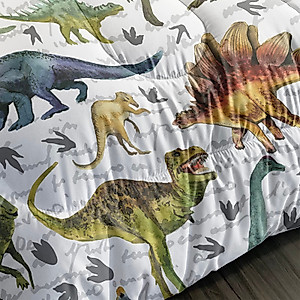 BailiPromise Dinosaur Duvet Set Twin Size,Jurassic Dino 3 Piece Bedding Set,Boys Comforter with Pillow Shames, for All Seasons, Ultra-Soft, Lightweight, Breathable