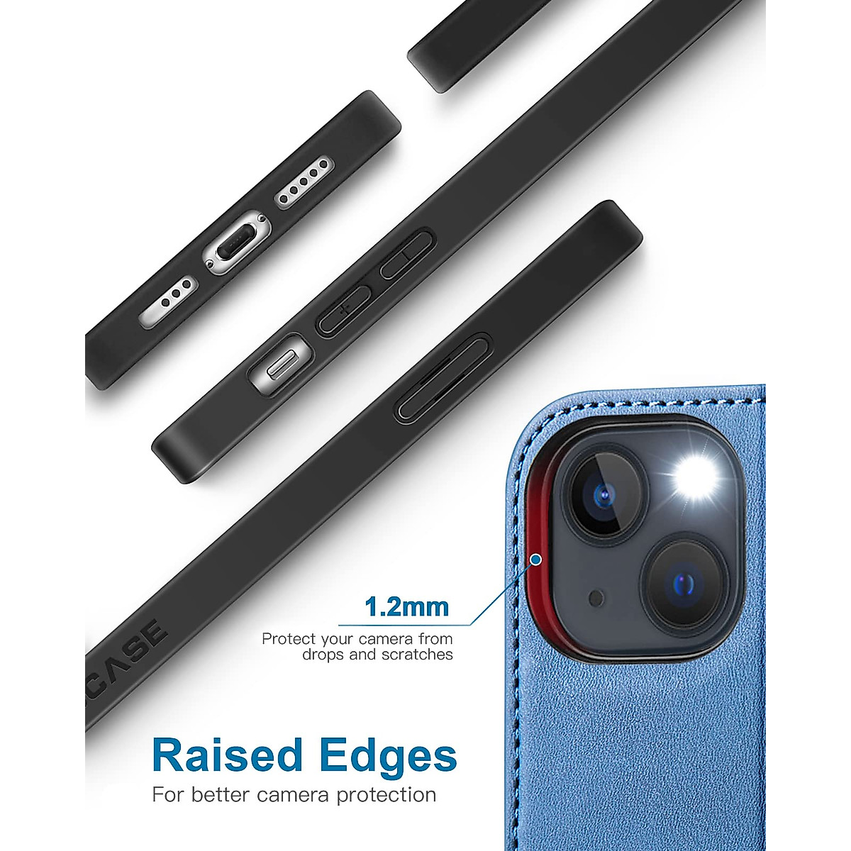 OCASE Compatible with iPhone 13 Wallet Case, PU Leather Flip Folio Case with Card Holders RFID Blocking Kickstand [Shockproof TPU Inner Shell] Phone Cover 6.1 Inch 2021 (Light Blue)